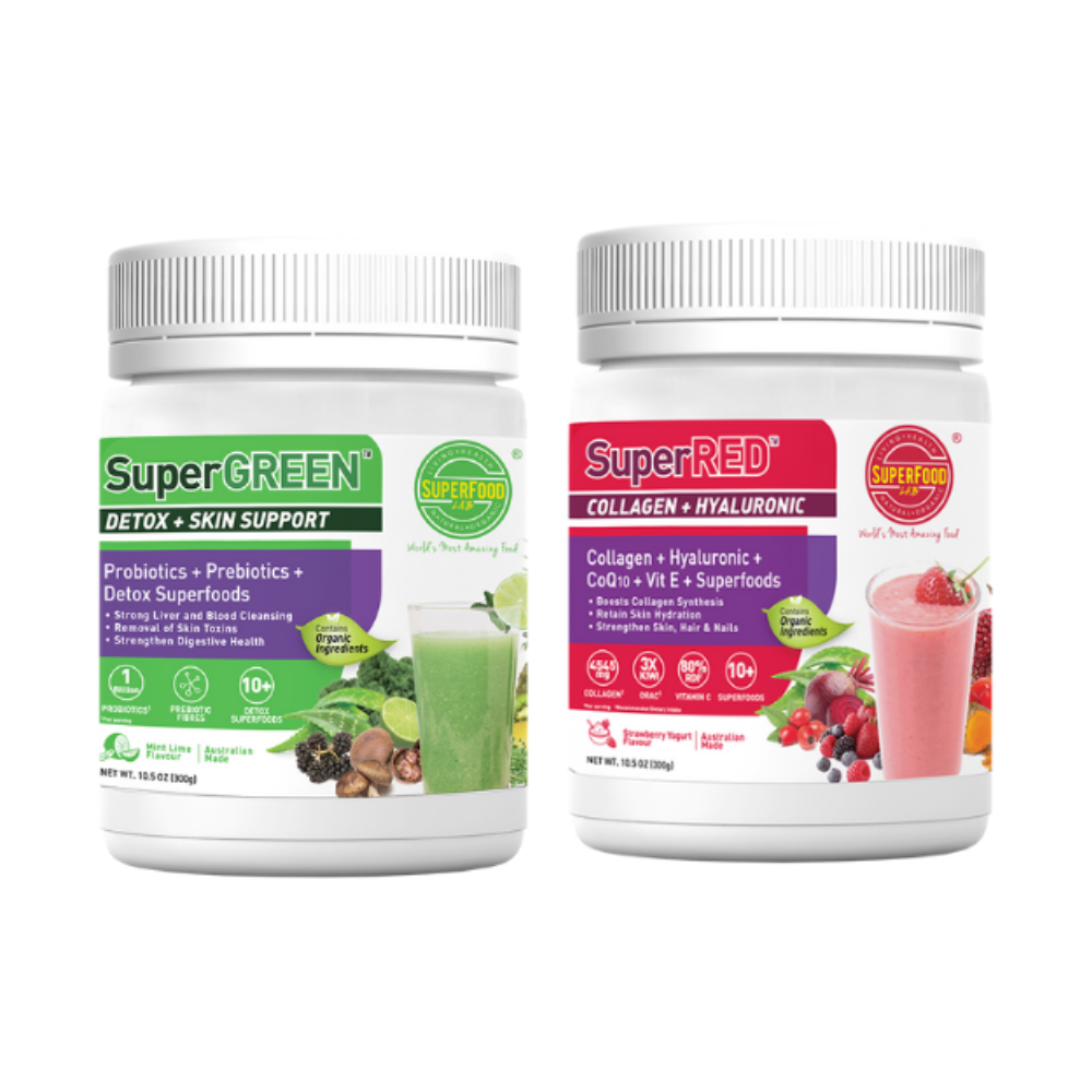 【兩件優惠組合】SuperFood Lab 超級綠粉+超級紅粉 | 超級食物 | ESDlife健康網購
