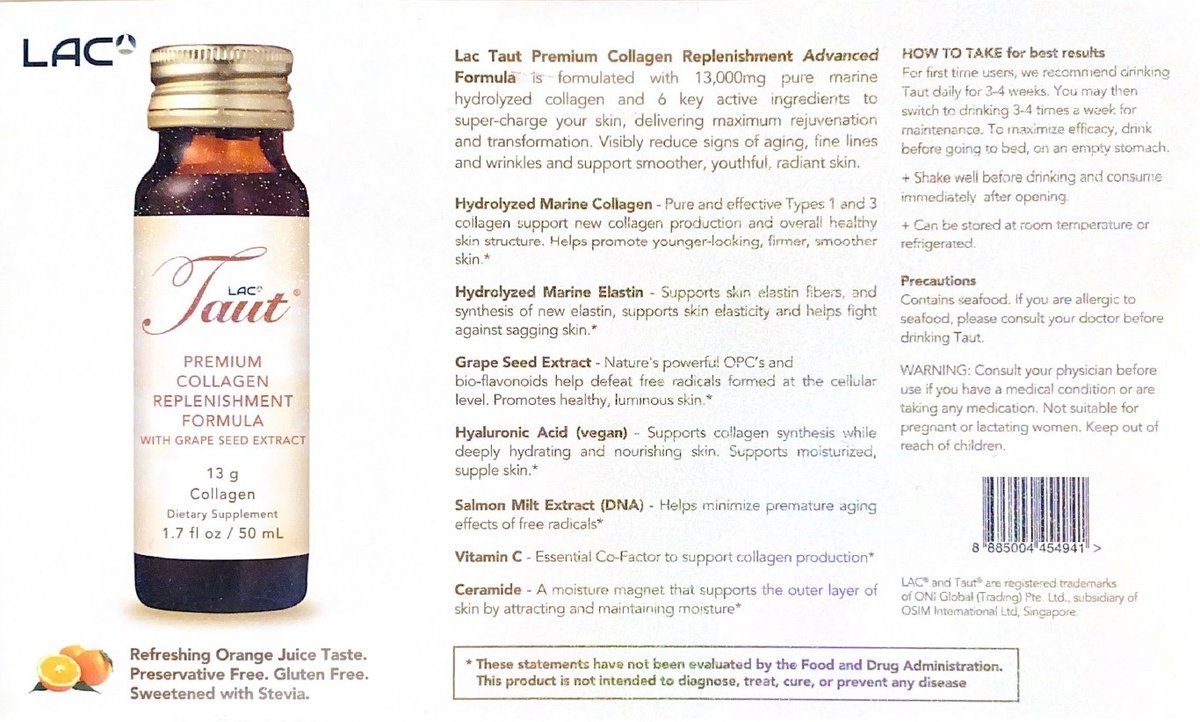 LAC Collagen Drink with Grape Seed Extract 50ml x 8 | Skin Health ...