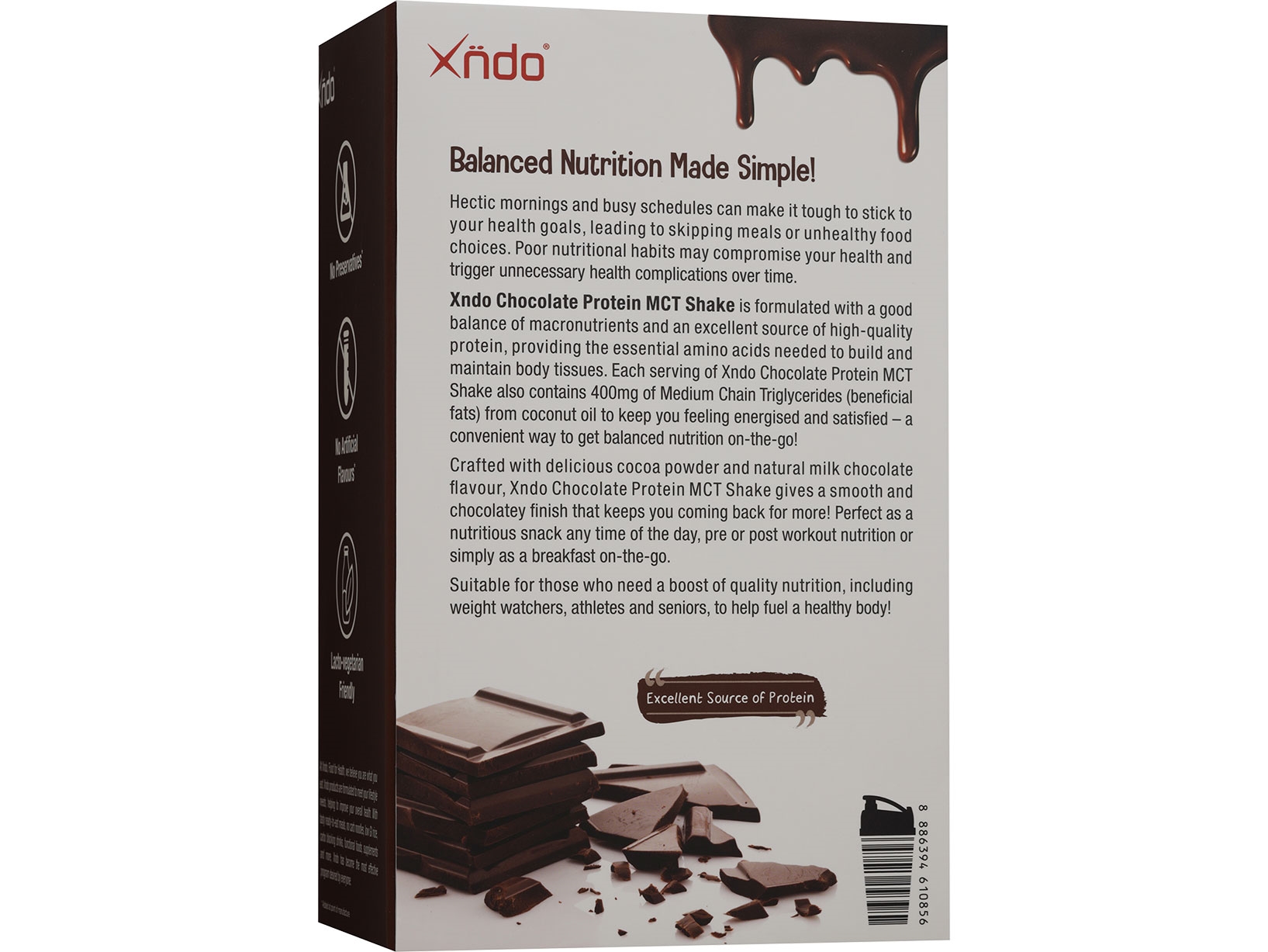 XNDO PROTEIN MCT SHAKE CHOCOLATE 45G x 18 SACHETS | Slimming & Fitness ...