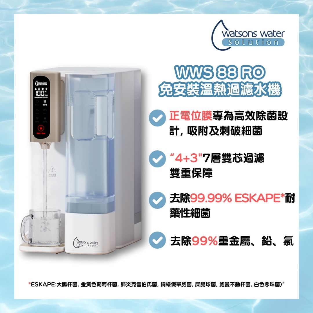 WWS 88 RO免安裝溫熱過濾水機 [原廠行貨] | 枱上式直飲水機 | ESDlife健康網購