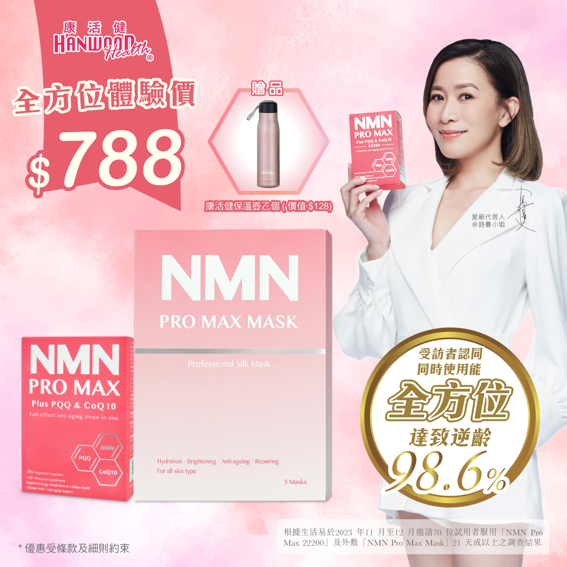 Hanwood NMN PRO MAX Plus PQQ & CoQ10 22200 30s + NMN PRO MAX MASK 5pcs ...